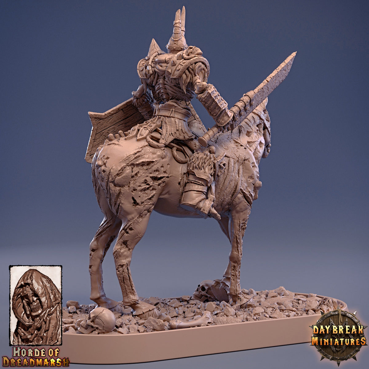 Undead Skeleton Boss Mounted on Undead Horse | 28mm Scale | 32mm Scale ...