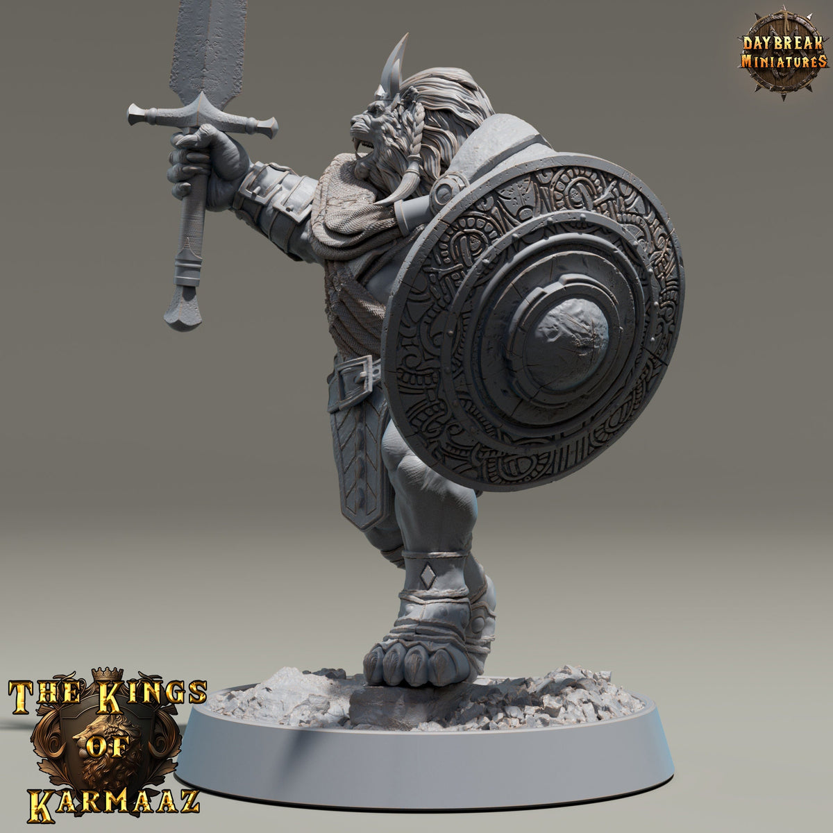 Leonin LionFolk Fighter Paladin | 28mm, 32mm, 54mm, 75mm Scales,100mm ...