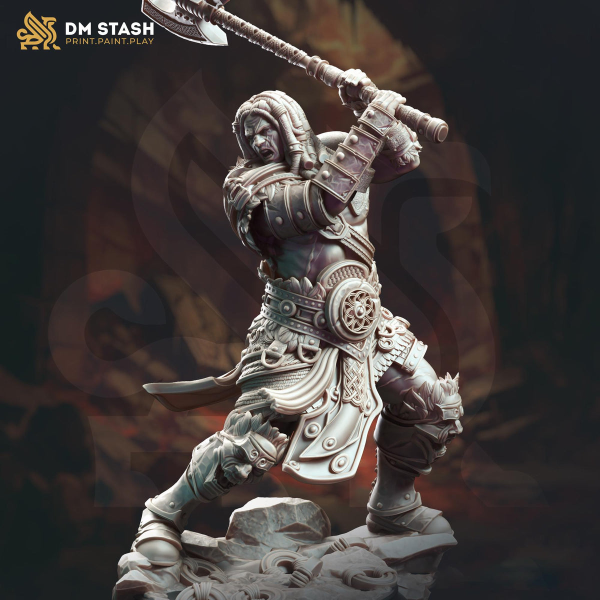 Goliath Human Barbarian Fighter Miniature | 28mm,32mm,54mm,75mm,100mm ...