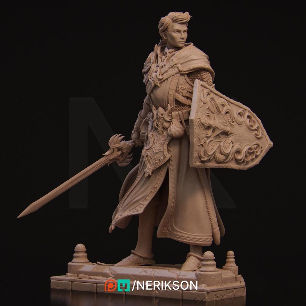 Human Paladin. Cleric, Fighter PC/ NPC Unpainted Figure | 28mm,32mm,54 ...