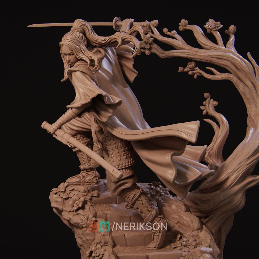 Female Samurai Fighter Kensei Monk Hero Ronin D&D 5e Miniature 5 Scale ...