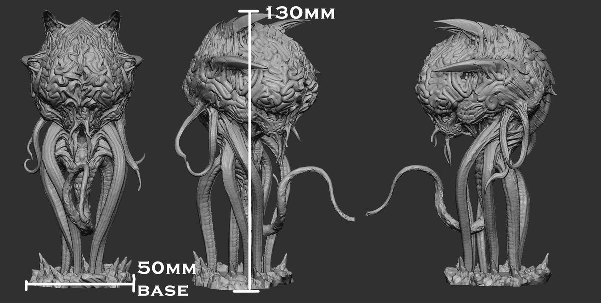 Elder Brain Mind Flayer, Illithid Unpainted |130 mm (5.1") tall 28mm/3 ...