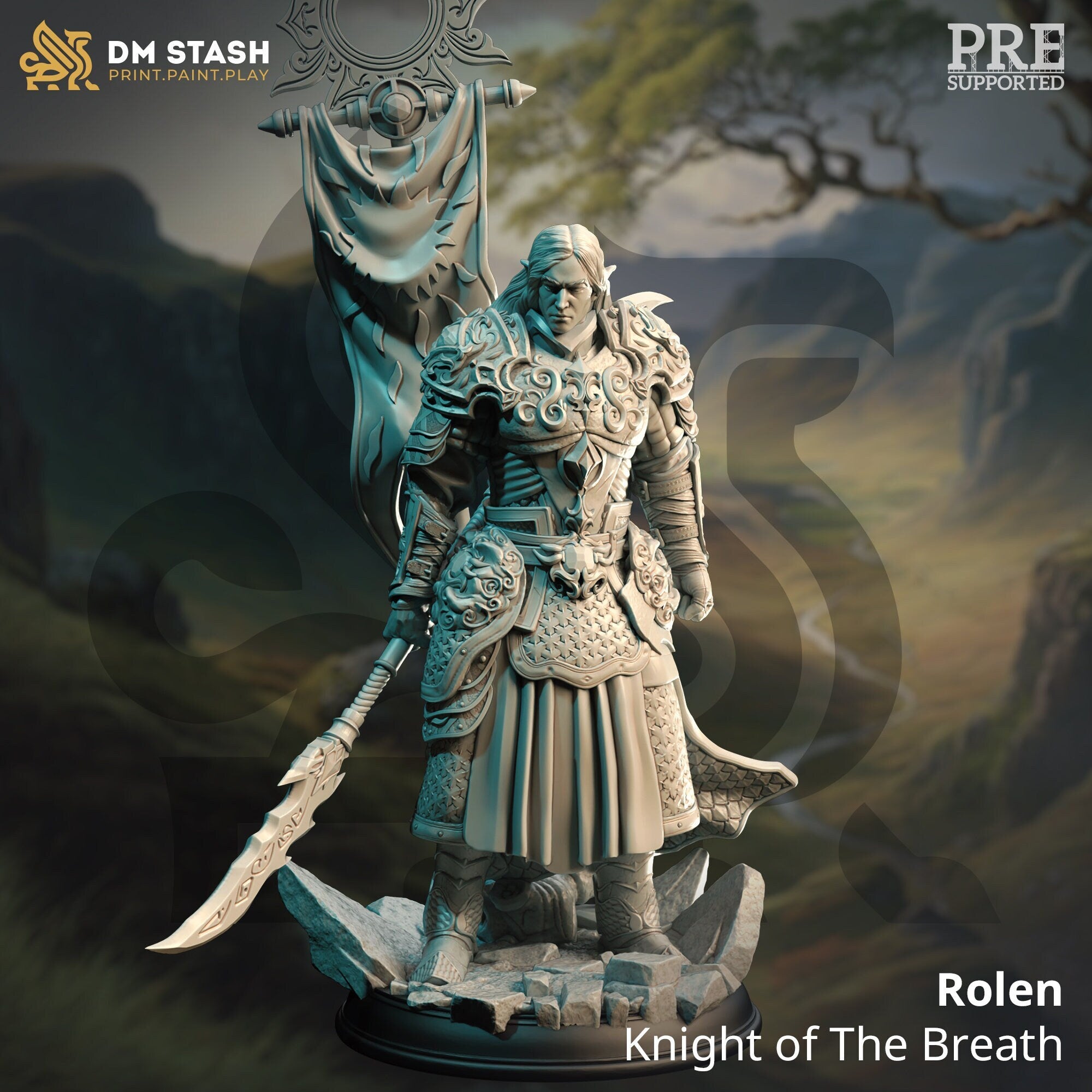 High Elf Lord Paladin Fighter, Moon Elf, Eladrin Miniature | 28mm, 32m ...