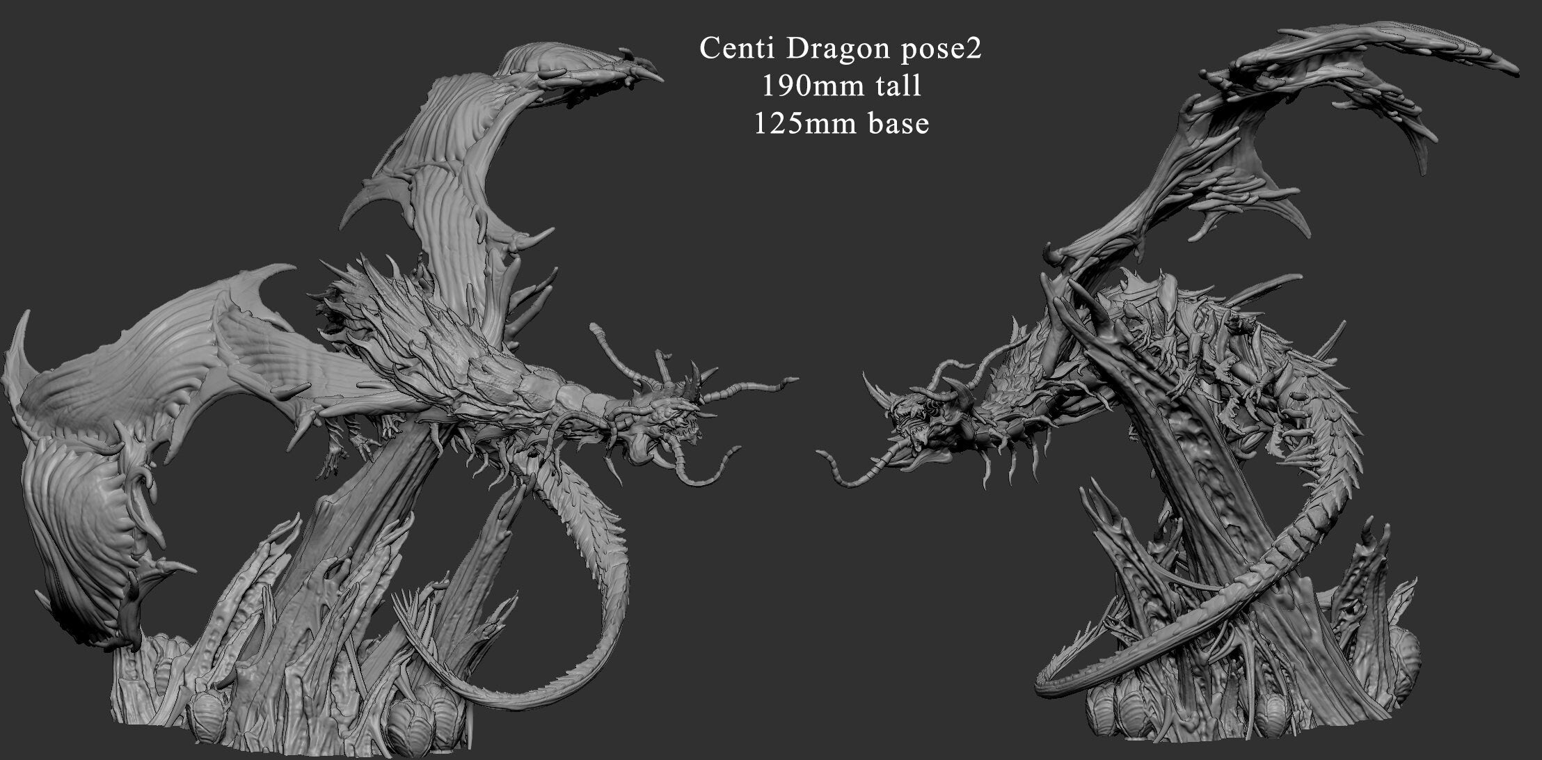 Insectoid Centipede Dragon Sci-Fi miniature | 190mm High, 125mm Base o ...