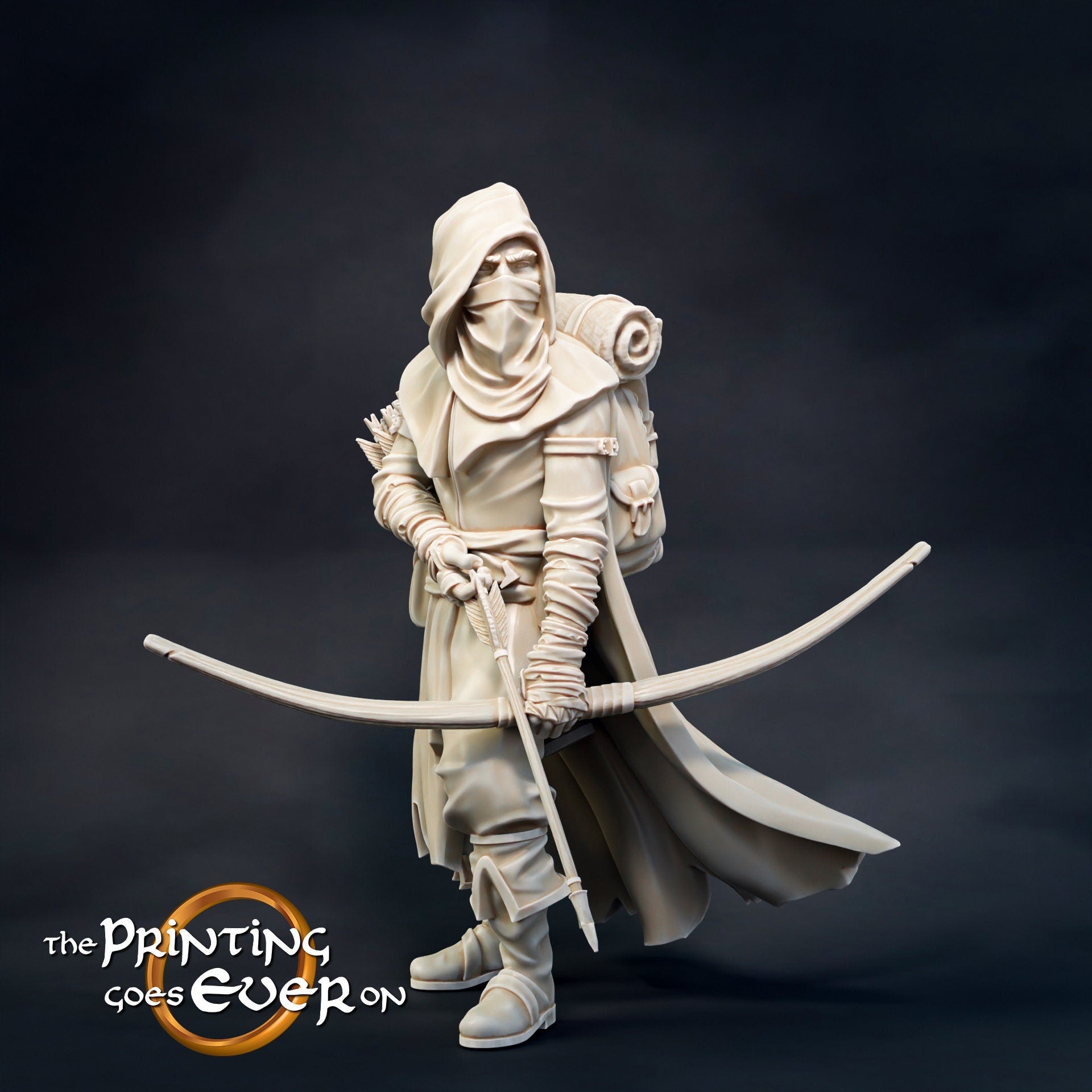 Human Ranger Fighter with Bow | Miniature | 28mm, 32mm, 75mm, 100mm Sc ...